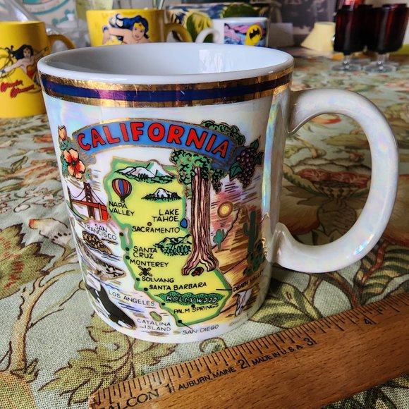 AGIFTCORP | Dining | Vintage California Map Iridescent Swirl Coffee Cup ...